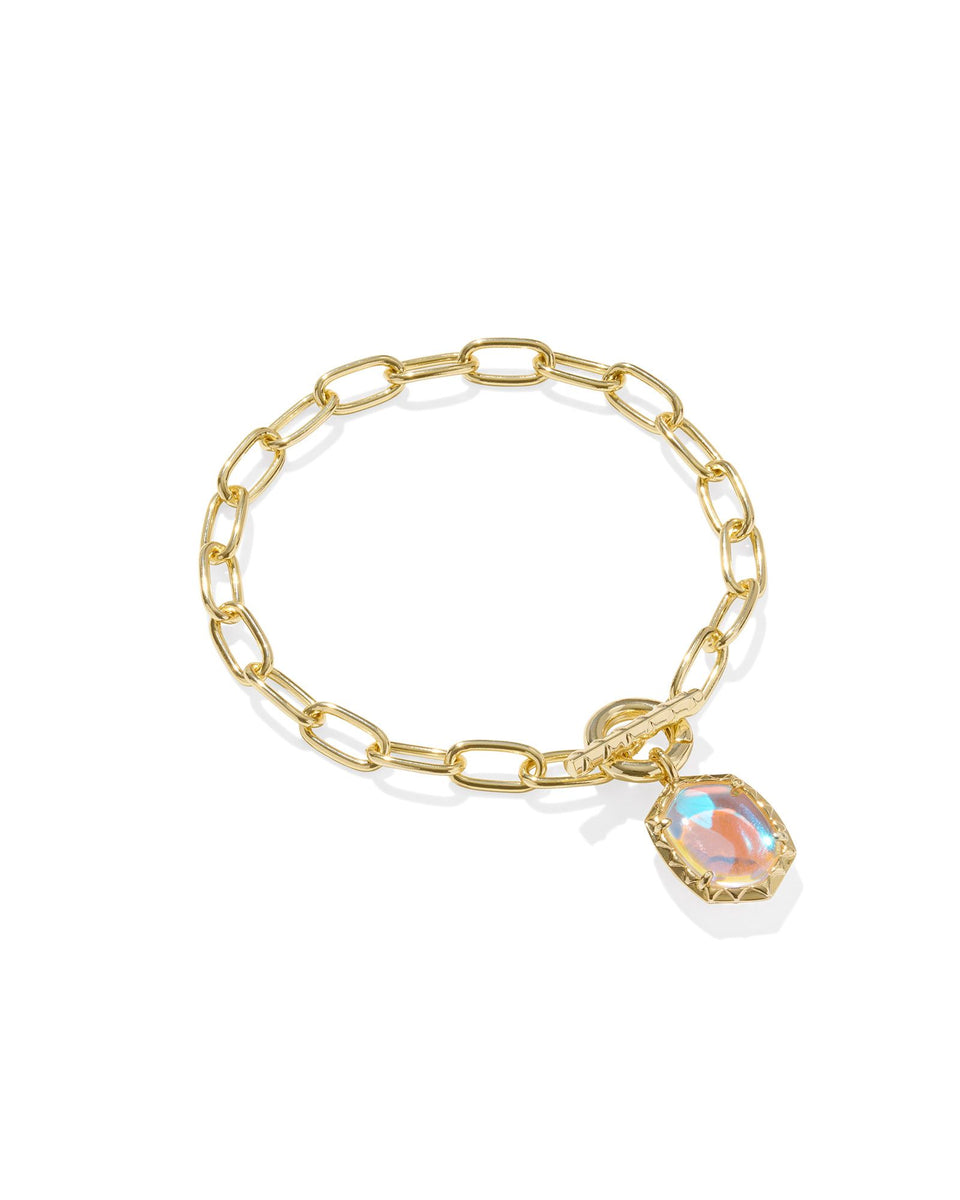 Daphne Gold Link and Chain Bracelet in Dichroic Glass | Sweet Southern ...