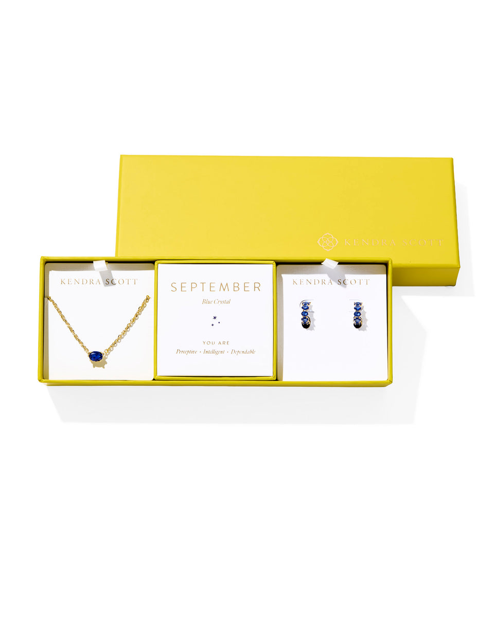 Cailin Gold Birthstone Gift Set in Blue Crystal | Sweet Southern Charm