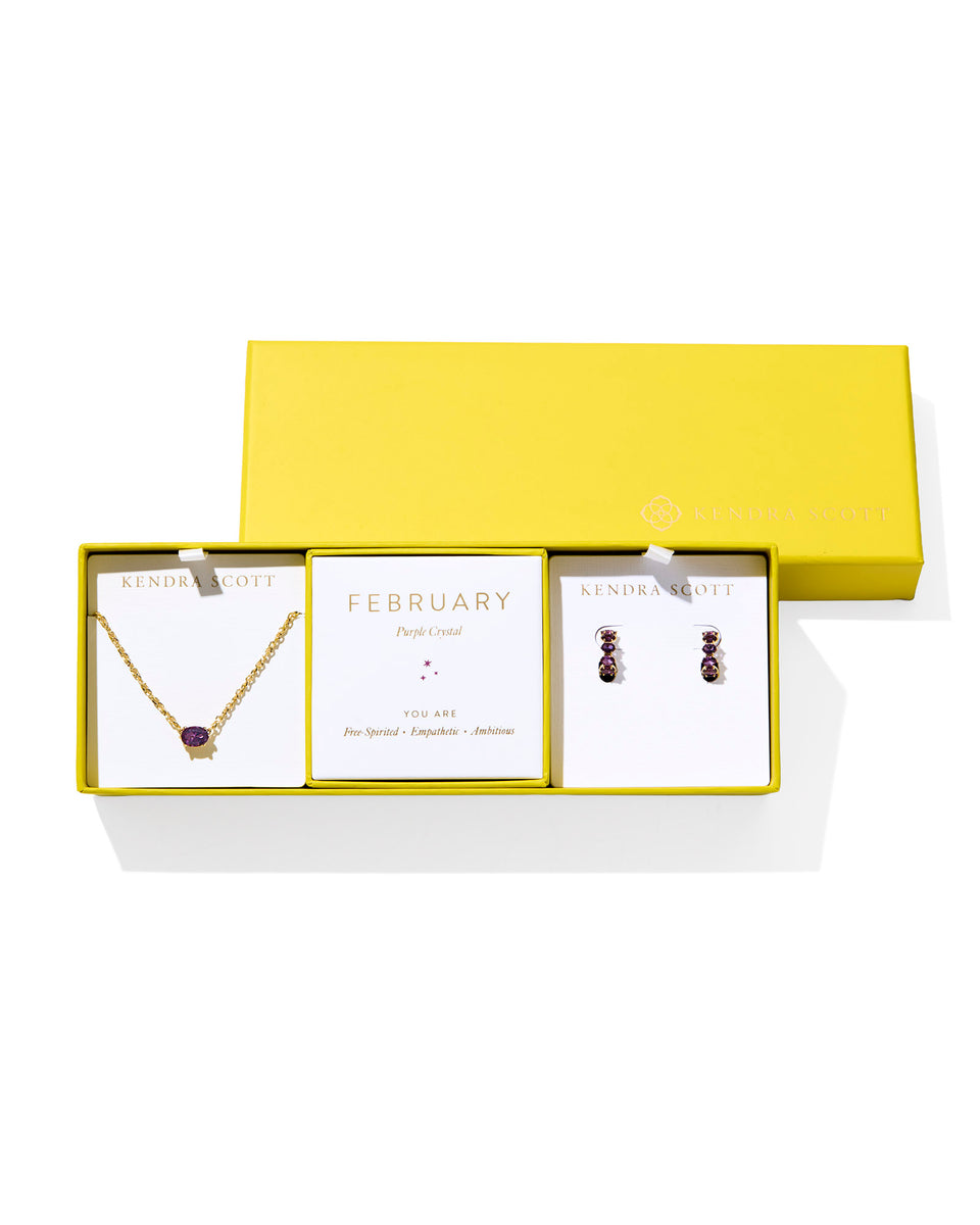 Cailin Gold Birthstone Gift Set in Purple Crystal | Sweet Southern Charm