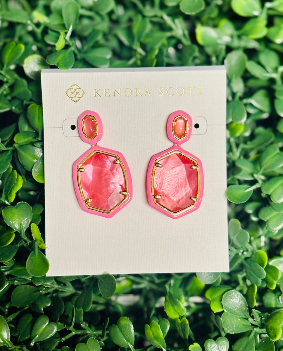 Kendra Scott | Daphne Enamel Frame Gold Drop Earrings Bright Pink ...