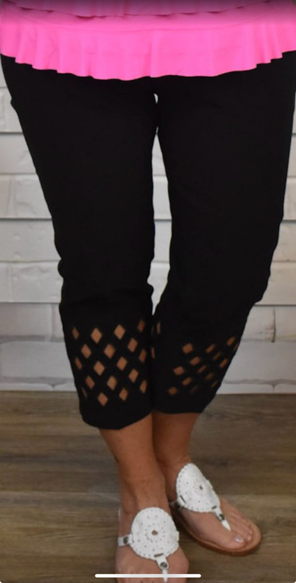 BLD1673 Bangladine Cut Out Capri - BLK | Sweet Southern Charm