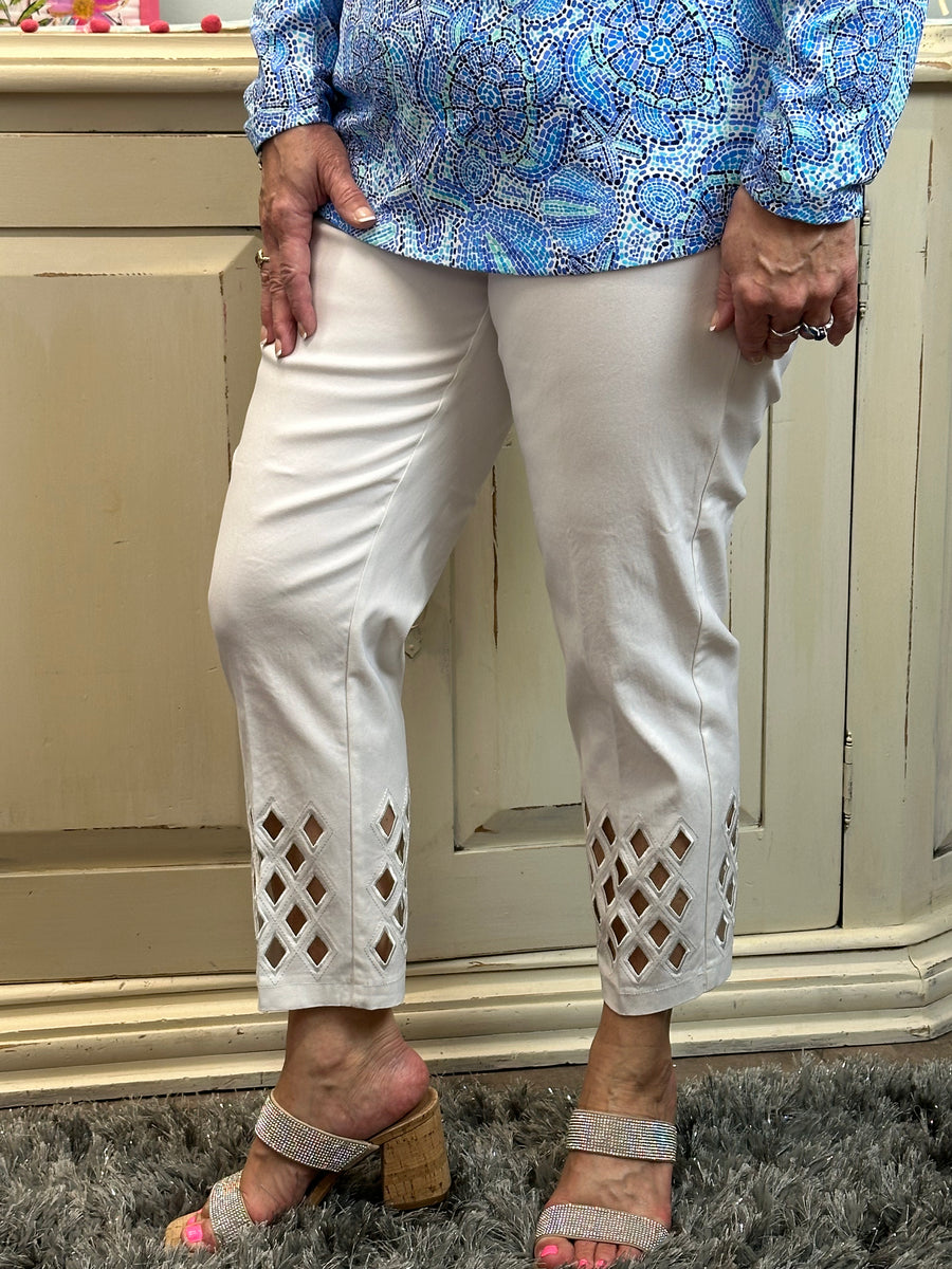BLD1673 Bangladine Cut Out Capri - WHT | Sweet Southern Charm