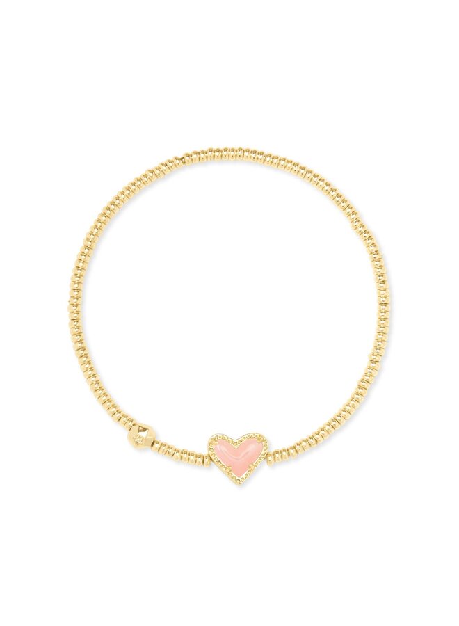 Ari Heart Gold Stretch Bracelet in Rose Quartz | Sweet Southern Charm